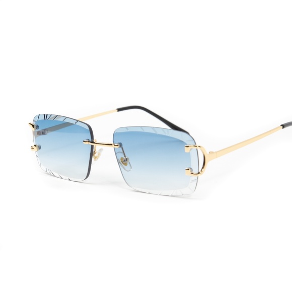 Street Knitted | Accessories | Gem Cut Blue Tint Mens Gold Frame Retro ...